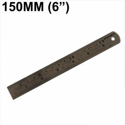 STEEL METAL SCALE RULER. DUAL MARKINGS METRIC AND IMPERIAL/150MM ...