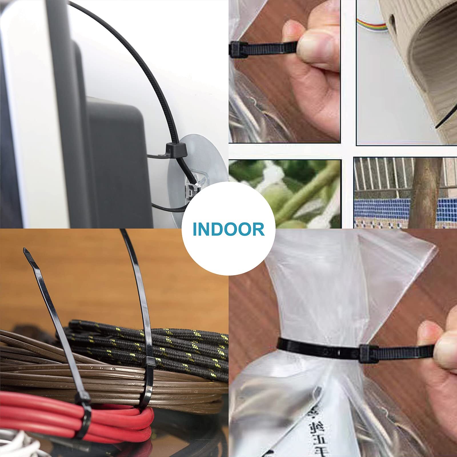 400 Pack Assorted Sizes Cable Zip Ties Wire Cord Management for Home ...