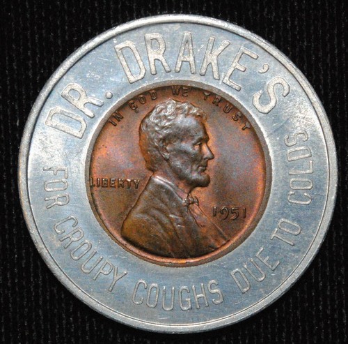 1951 Dr. Drake's Cough Remedy Encased Coin (02940) | eBay