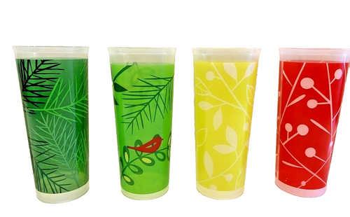 4 Tupperware 16 oz Tumblers Cups #5107L Various Designs Bright Colors ...