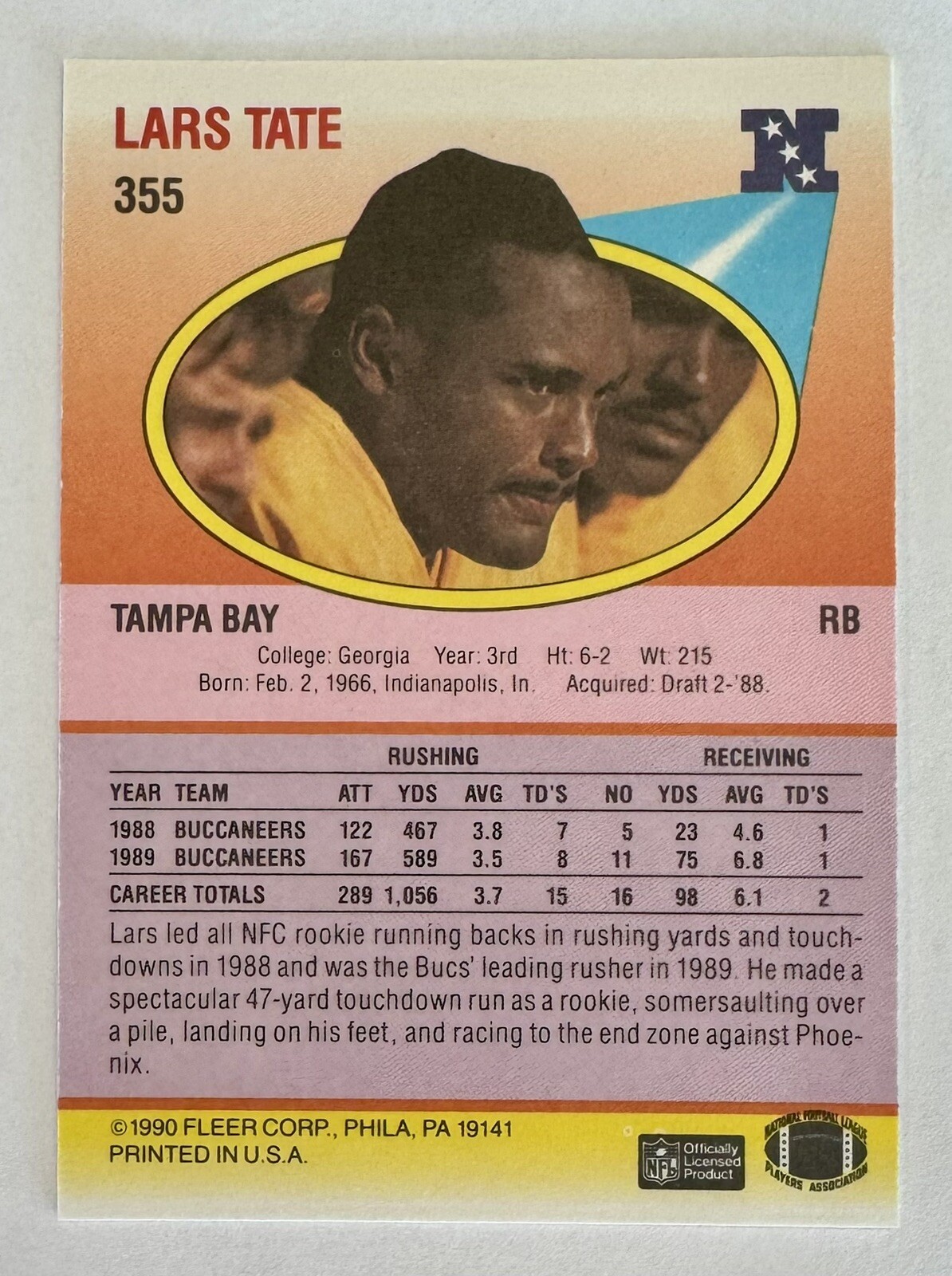 1990 Fleer - #355 Lars Tate for sale online | eBay