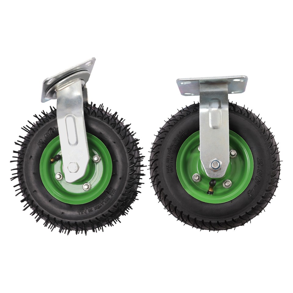 4Pcs 8" Pneumatic Air Tire 2 Rigid + 2 Swivel Wheel HD Farm Cart Caster ...