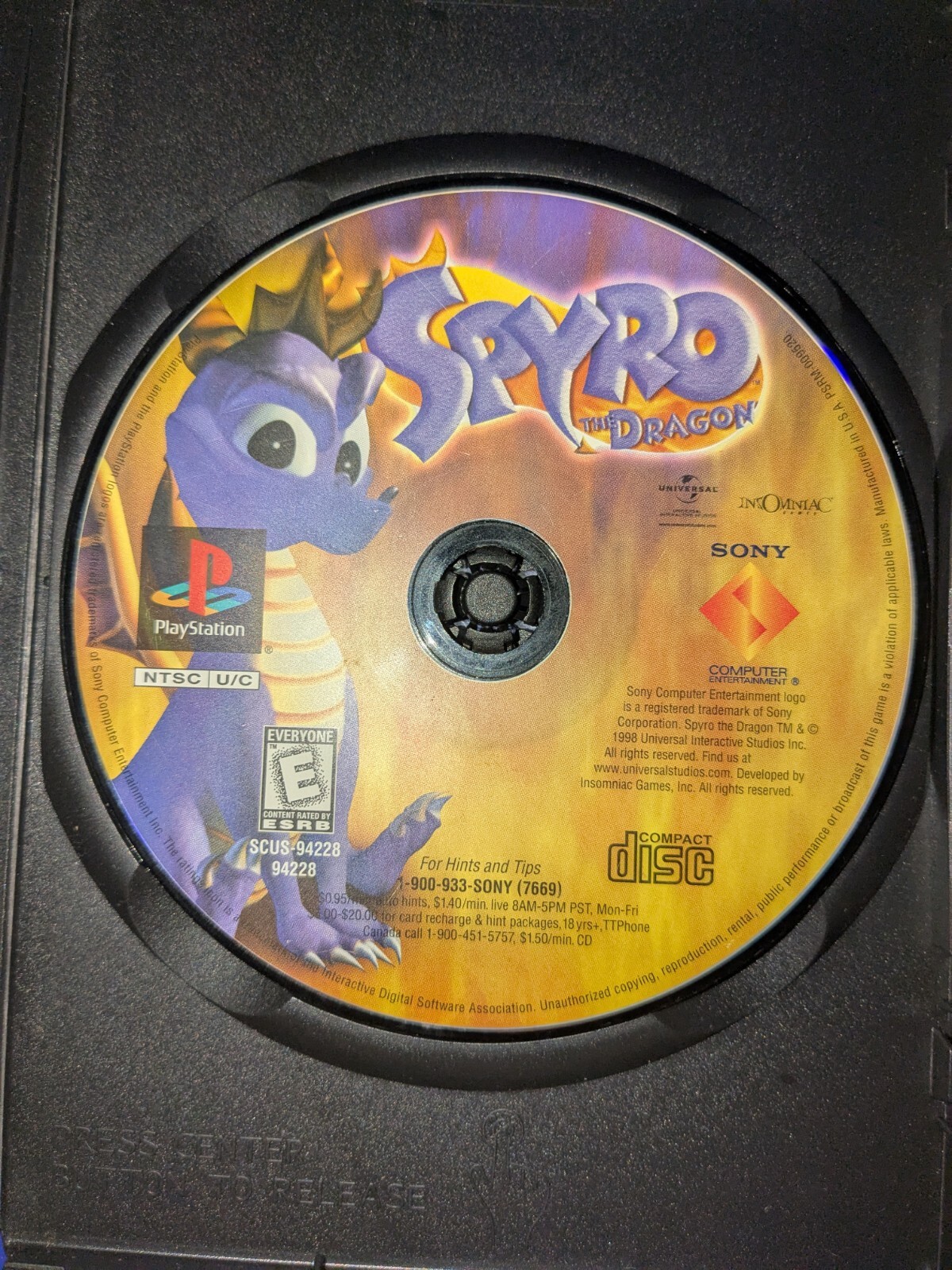 Spyro The Dragon (PlayStation 1 - PS1) Disc Only 711719446729 | eBay