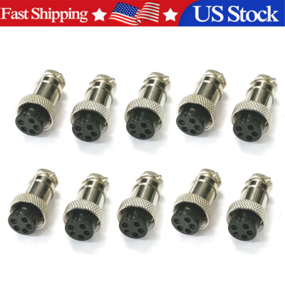 10PCS 5 Pin Female & Male Microphone Connector for CB Radio Ham Plug ...