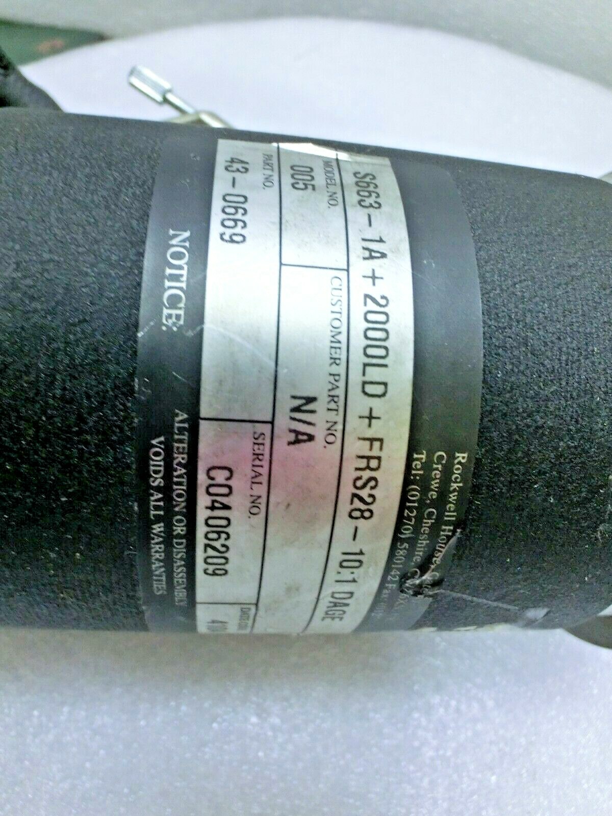 Rockwell S663-1A+2000LD+FRS28-10:1 DAGE,model 005,43-0669,Used,US*7618 ...