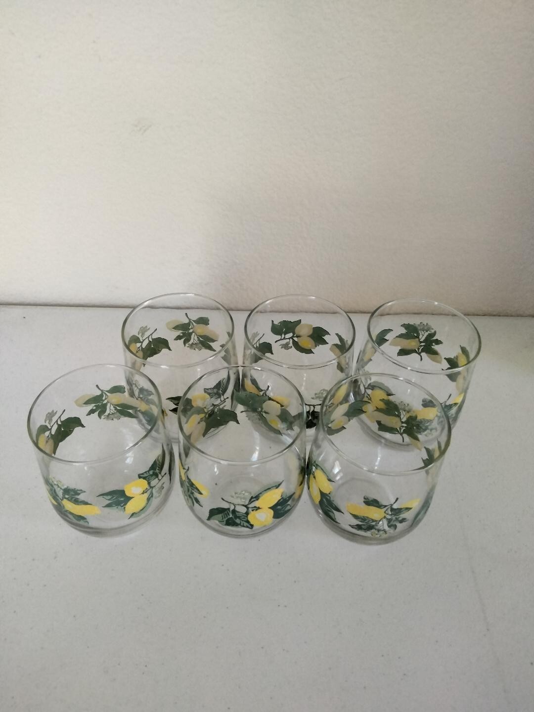 Set of 6 Vintage Greenbrier International Lemon Glasses Drinking Juice ...