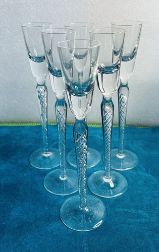 Stuart Fine Crystal Iona Air Twist Tall Stem Cordials Set 6 Stemware ...
