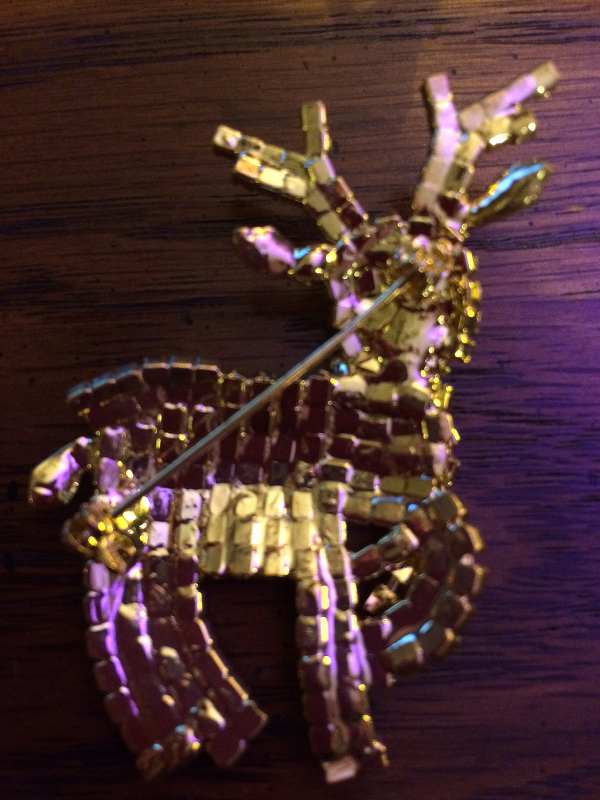 Vintage Quality Christmas Rhinestone Reindeer Pin Brooch Prong Set*USA ...