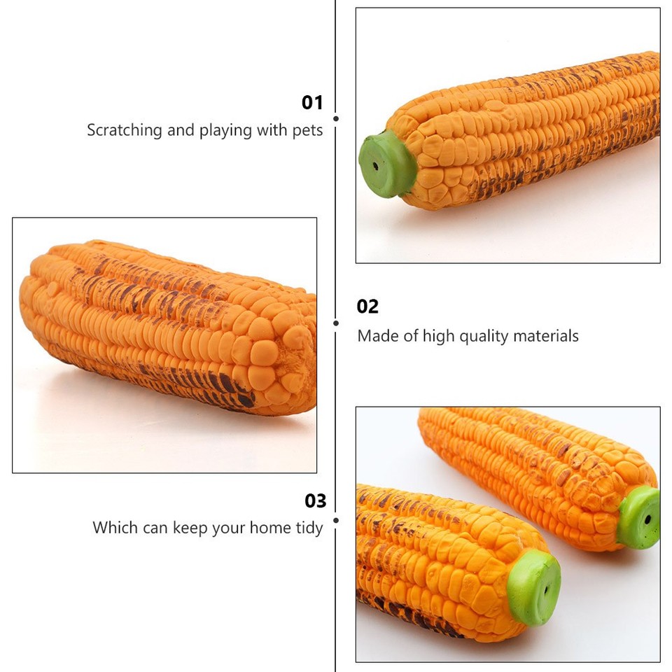 2 Pcs Latex Dog Toys Pet Chew Squeaky Corn for Dogs Teething Puppy ...