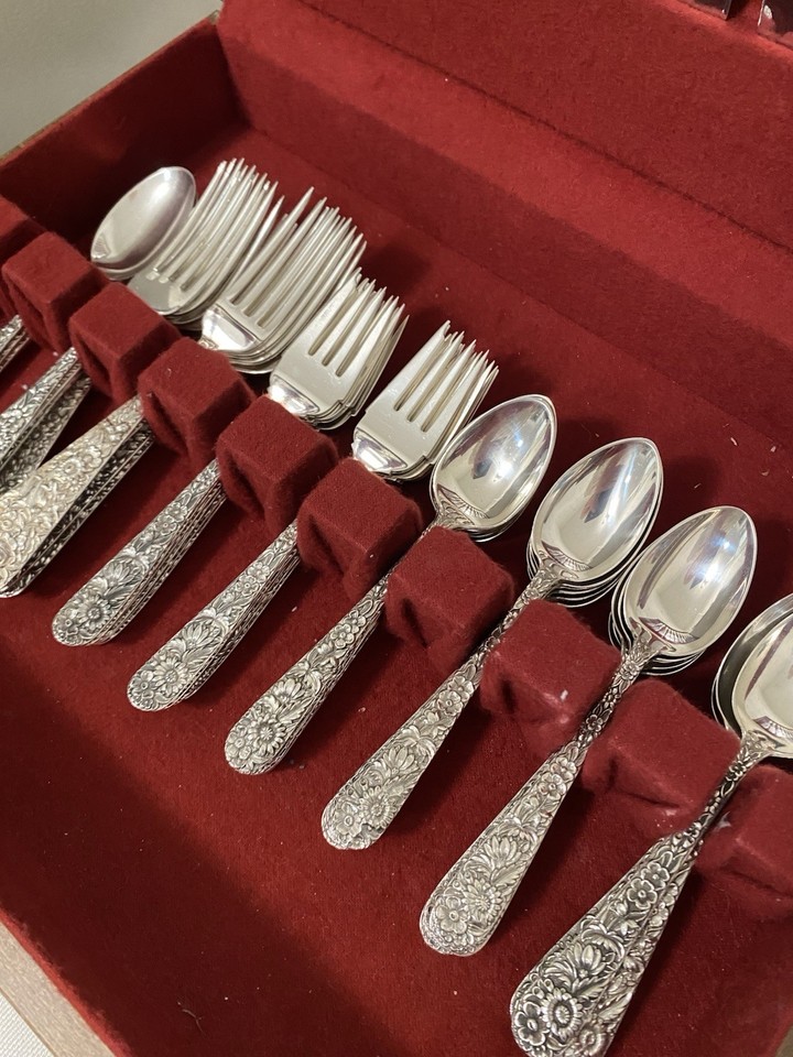 Repousse, Kirk & Sons, Sterling Silver Flatware, Service For 12, 81 ...