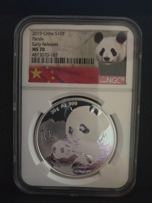 2019 China S10Y Silver Panda Early Releases NGC MS-70 White Background ...