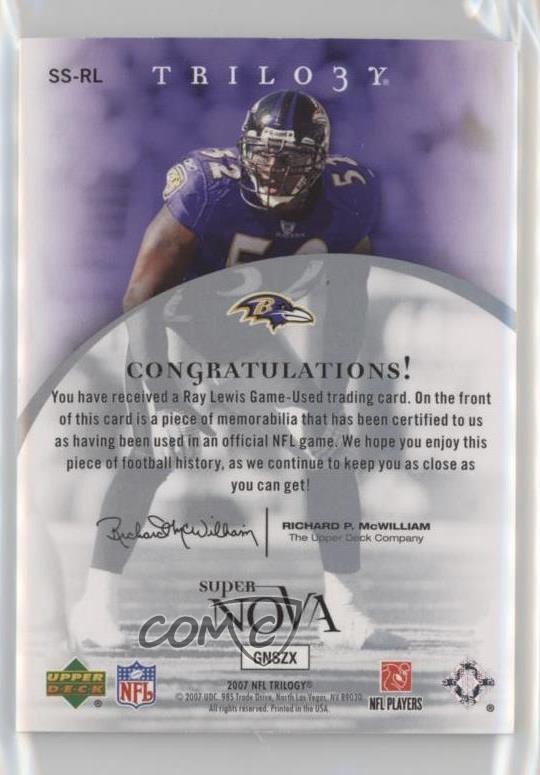 2007 Upper Deck Trilogy Supernova Swatches Patch /79 Ray Lewis #SS-RL ...