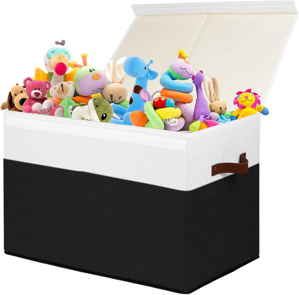 Large Toy Storage Box with Lid, Sturdy Toys Storage Chest Bin Organizer ...
