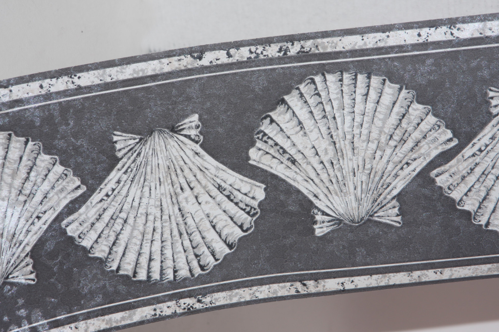 Black and White Grey Sea Shell Seashell Textured Wall paper Border ...
