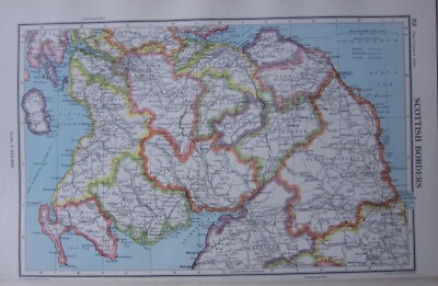 1952 MAP ~ SCOTTISH BORDERS NORTHUMBERLAND ROXBURGH BERWICK DUMFRIES ...