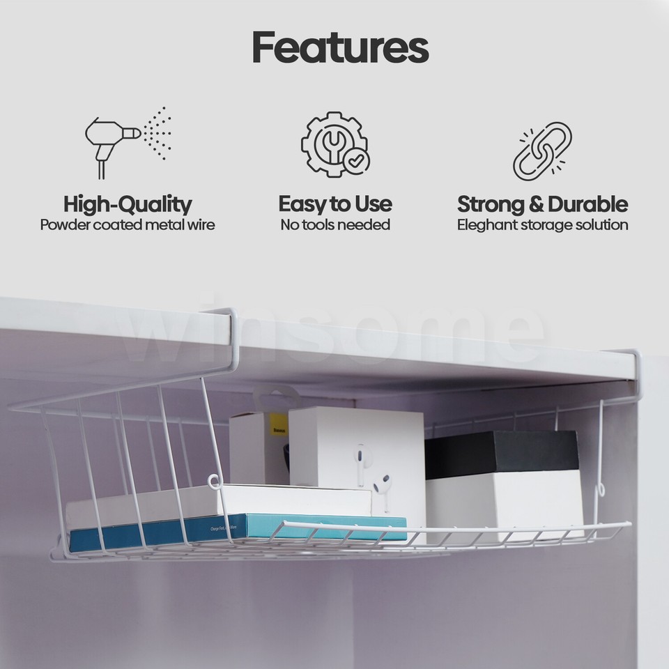 1/2 Large Heavy Duty Under Shelf Storage Basket Rack Kitchen Cupboard ...