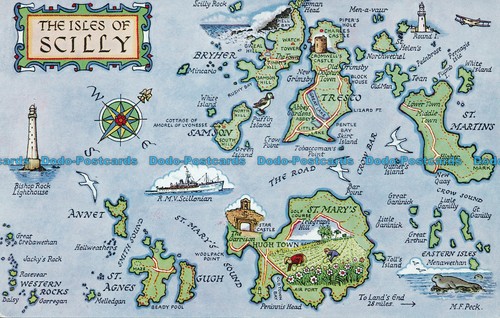 R163885 The Isles of Scilly. A Map. Salmon. No 4637 | eBay