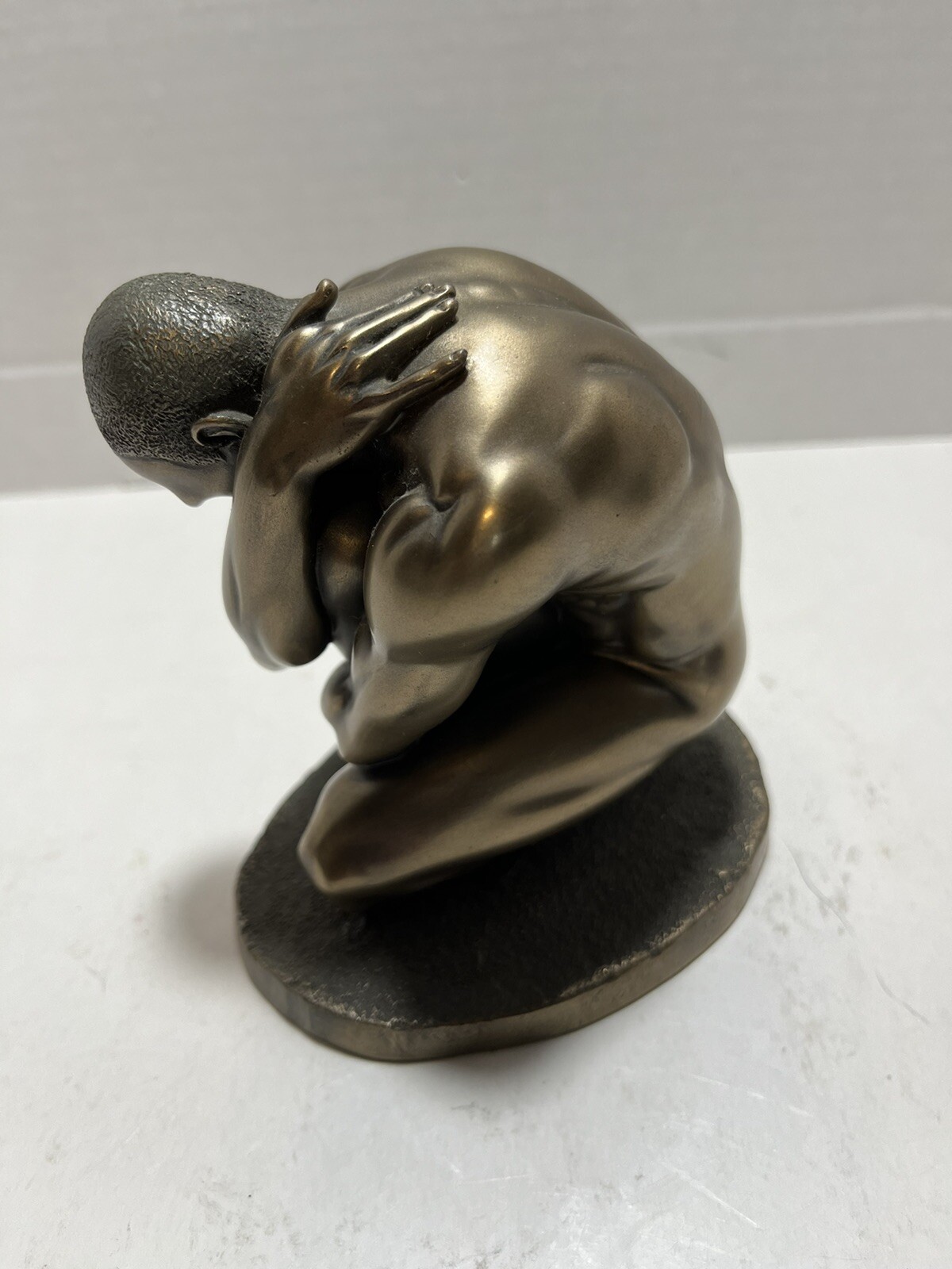 Veronese Bronzed Nude Male Posed Crouching Statue | eBay