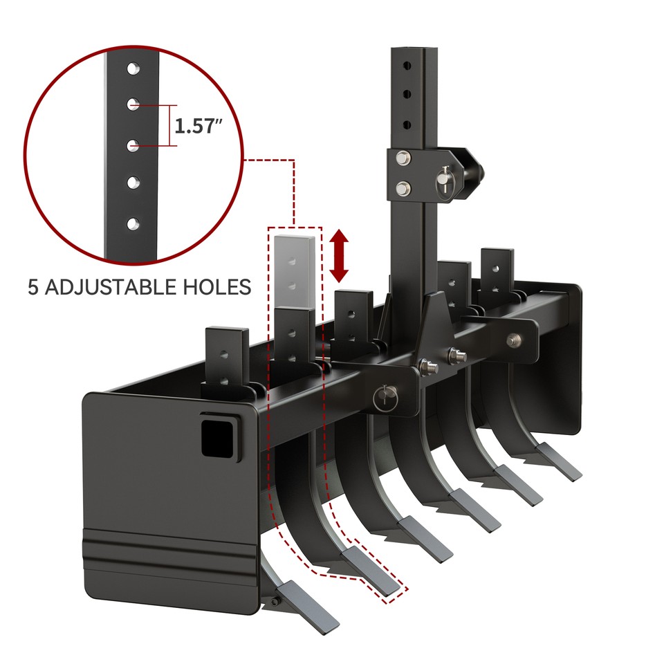 Heavy Duty Box Blade Attachment for Tractor W/ 6 Scarifier Shanks - 54. ...