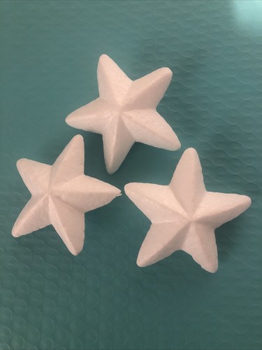 3” 3d smooth styrofoam star for crafts, wreath, tiered tray. can paint ...