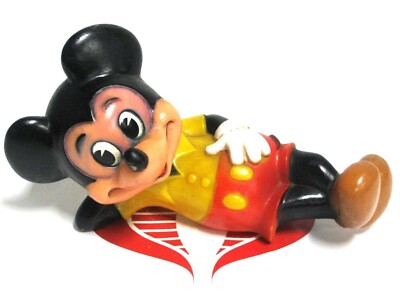 Walt Disney MICKEY MOUSE Laying Down 8" Long Plastic Figure Toy ...