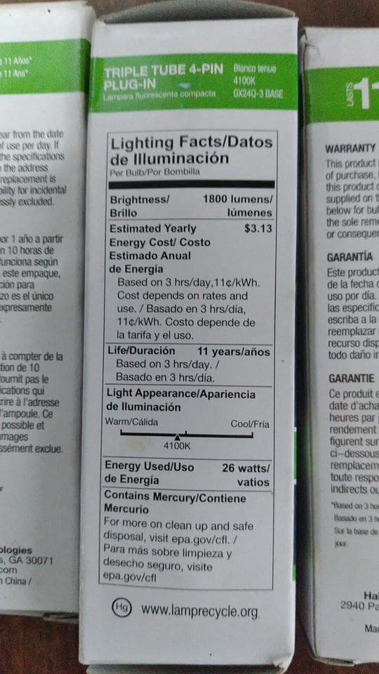 Halco 26 Watts 1800 Lumens 4 Pin 4100K Triple Tube Light Bulbs 109024 ...