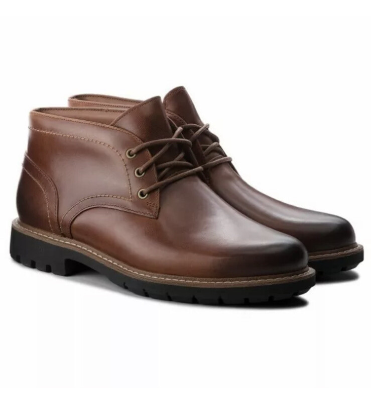 CLARKS Batcombe Lo Men's Casual Dark Tan Leather Boots Size UK 9.5 G EU ...