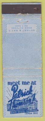 Matchbook Cover - Patrick Thomson's Edinburgh UK WEAR | eBay