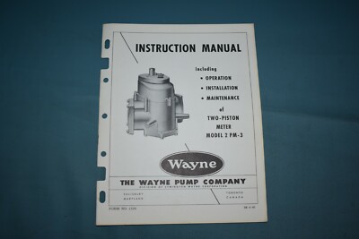 Wayne Model 2 PM-3 Gas Fuel Pump Parts List Operation Manual | eBay