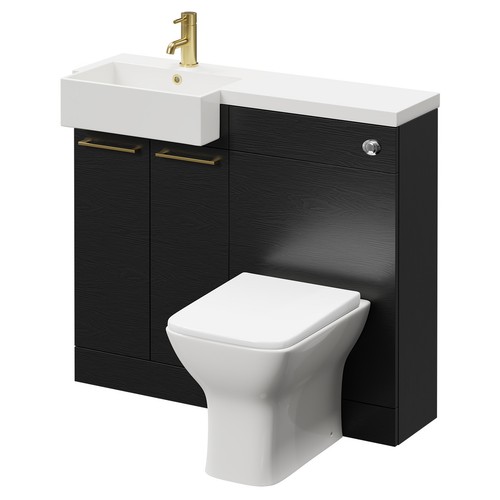 Napoli Combination Nero Oak 1000mm Vanity Unit Toilet Suite with Left ...
