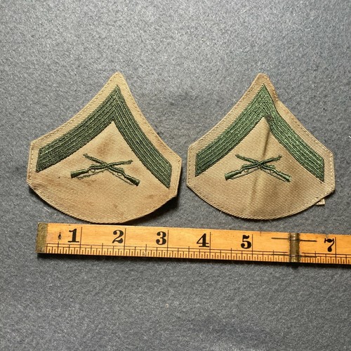 Pair Of USMC Marine Corps Lance Corporal LCPL E-3 Rank Patches Green ...