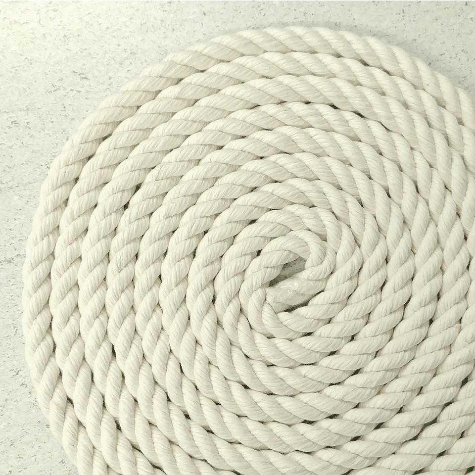 14 mm 100% Natural Pure Untreated Cotton Rope Twisted String Cord Twine ...