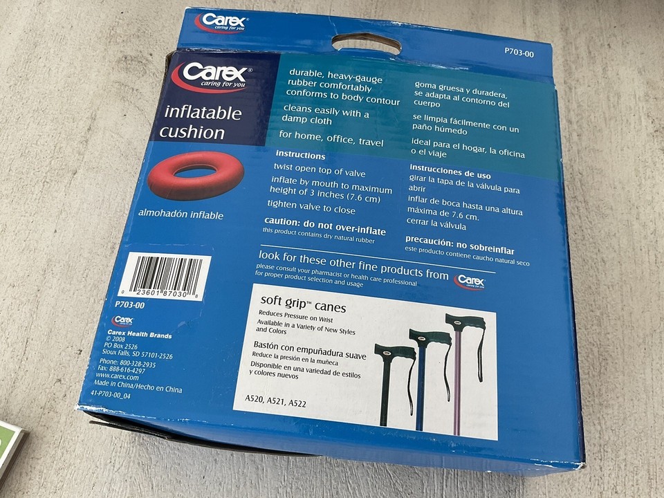 Carex Inflatable Doughnut Cushion - Tailbone Pain, Hemorrhoids ...