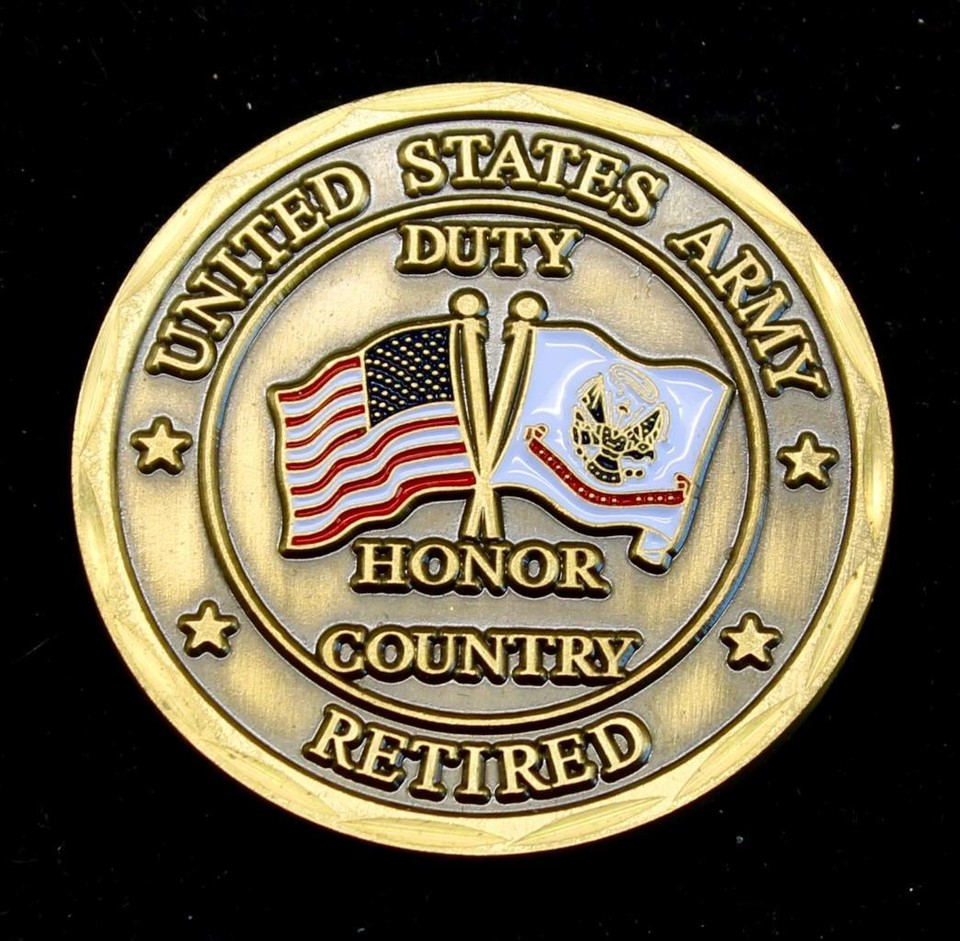UNITED STATES ARMY RETIRED CHALLENGE COIN • DUTY HONOR COUNTRY | eBay