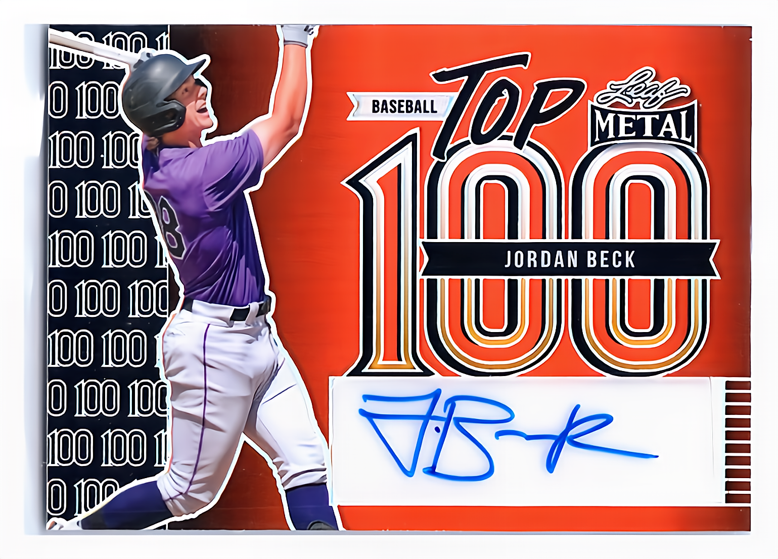 2023 Leaf Metal Top 100 Autograph Crystal Black #T1JB1 Jordan Beck Auto ...