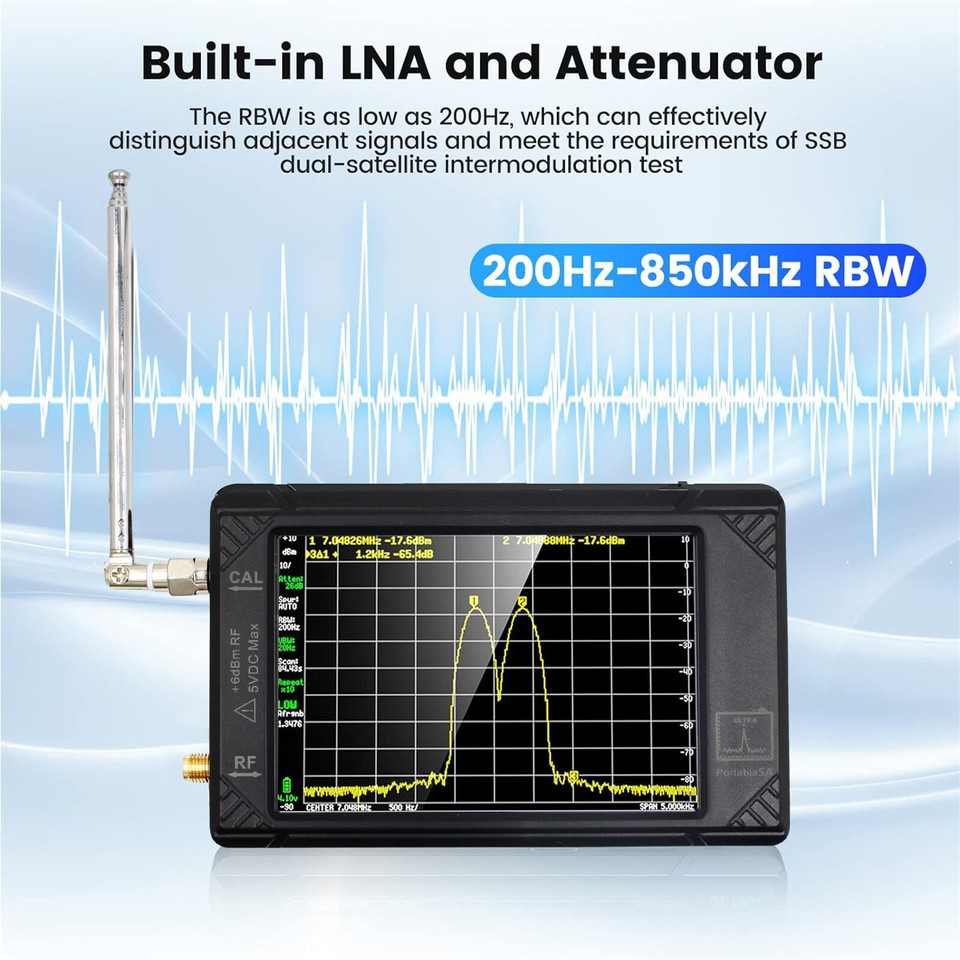 4" Hand held ULTRA Spectrum Analyzer 100kHz to 5.3GHz 32GB W/batterry ...