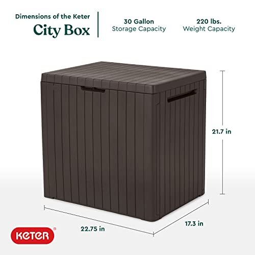 City 30 Gallon Resin Deck Box for Patio Furniture, Pool Accessories ...