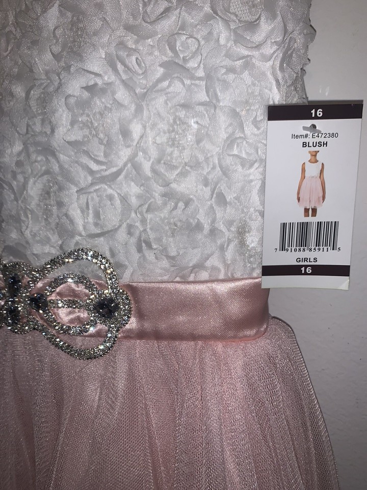 Emily Rose Blush Pink & White floral & tulle flower girl Princess Dress ...