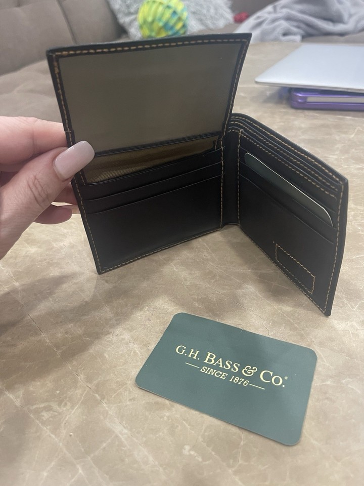 GH Bass Black Leather Wallet With Removable ID Case | eBay