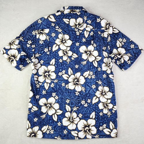 Vintage RJC Hawaiian Aloha Shirt Mens M Blue Floral Hibiscus Made in ...