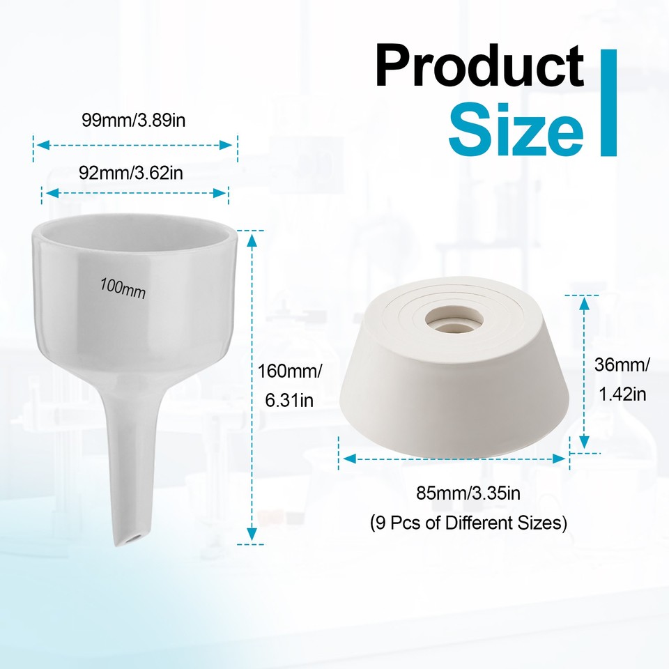 Porcelain Funnel 100mm Ceramic Lab Buchner Filter Funnel with ...