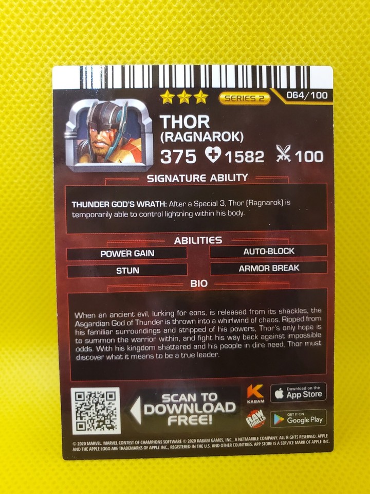 Marvel Contest of Champions Thor Ragnarok Non-Foil Card Series 2 Dave ...
