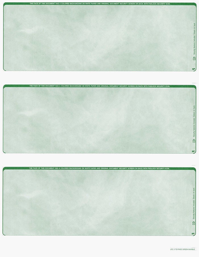 300 checks Blank Security Check Stock Paper - 3 Per Page - (Marble ...