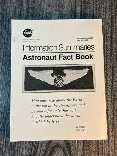 Vintage NASA Official Information Summaries Booklet 1998 Astronaut Fact ...