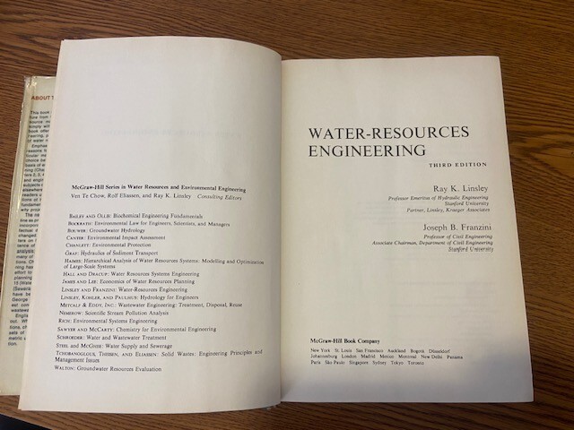 Water Resources Engineering 3rd Edition - Hardcover By Linsley, Ray K ...