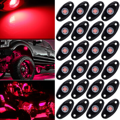 24pcs Red LED Rock Lights Underbody Trail Rig Glow Lamp Offroad SUV ...