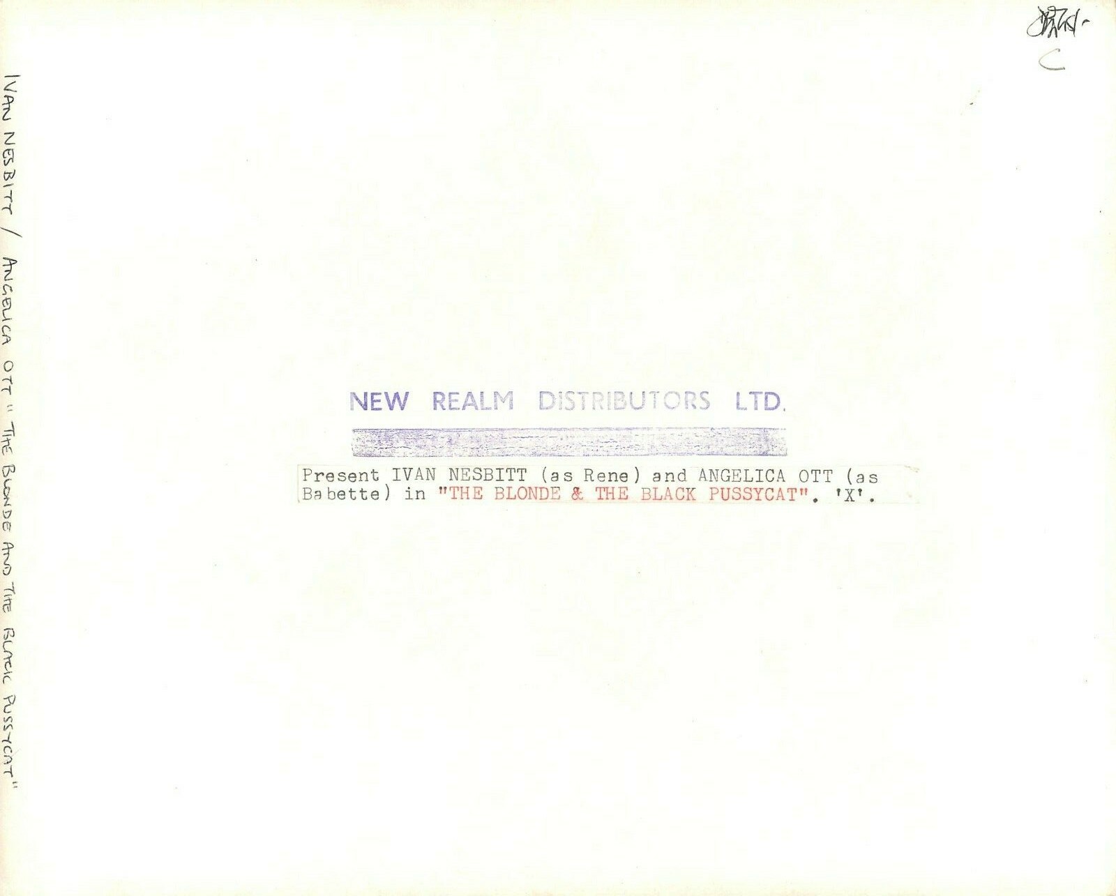 THE BLONDE & THE BLACK PUSSYCAT ANGELA OTT - FILM STILL LOBBY CARD NEW ...