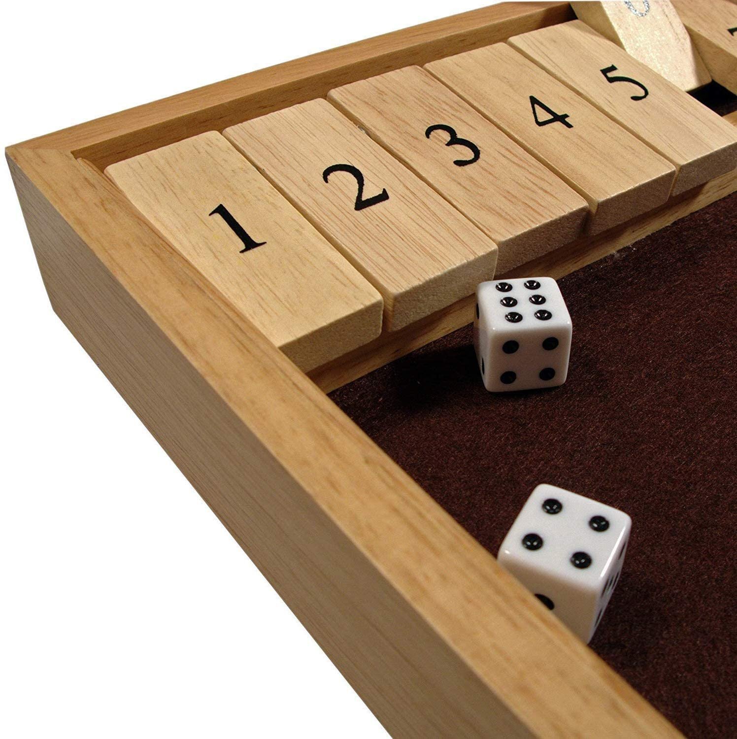 WE Games Dice Board Game, 12 Number Flip Tiles with Natural Wooden Box ...