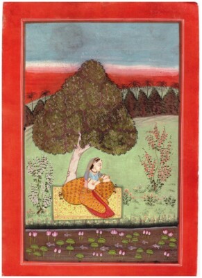 INDIAN WOMEN UNDER A TREE RAGAMALA RAG RAGINI PAINTING INDIAN MINIATURE ...