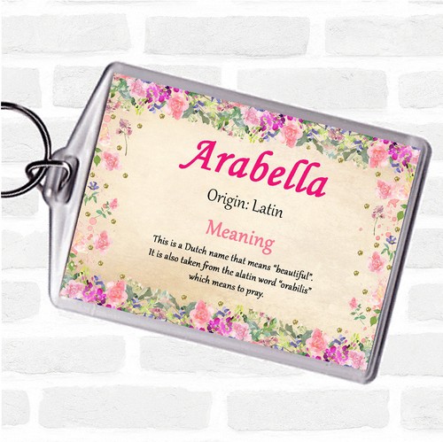 Arabella Name Meaning Bag Tag Keychain Keyring Floral | eBay